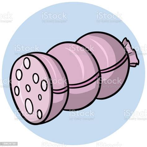 베이컨 조각과 삶은 소시지의 맛있는 분홍색 조각 벡터 만화 일러스트 레이 션 고기에 대한 스톡 벡터 아트 및 기타 이미지 고기 끓는 물에 삶기 단백질 Istock