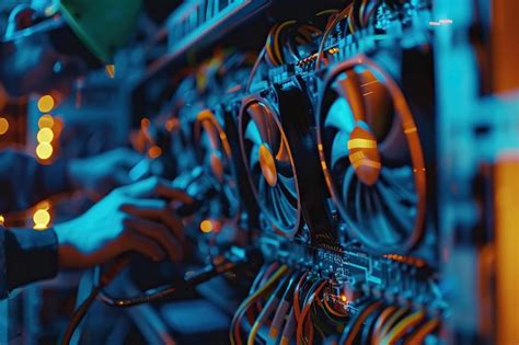 Premium Photo Bitcoin Mining Technology And Concept In Cryptocurrency Industry