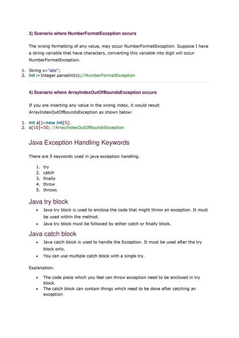 Exception Handling In Java Notes Learnpick India