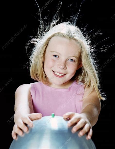 Girl Using Van De Graaff Generator Stock Image F002 5765 Science Photo Library