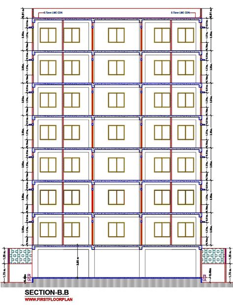 High Rise 8th Story Building Floor Plans Elevation And Section