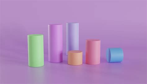 3d 실린더 연단 제품 디스플레이 보기와 보라색 배경에 분리된 원근감이 있는 수준 실린더 기둥 비어 있거나 제품 연단 3d 기본 기하학적 모양 그림 아이콘 렌더링 0명에