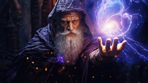 Um Mago Lançando Um Feitiço Foto Premium
