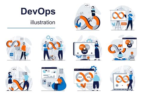 Premium Vector Devops Concept With Character Situations Mega Set