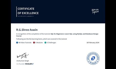 Sql For Beginnerslearn Mysql And Database Design Course Certificate