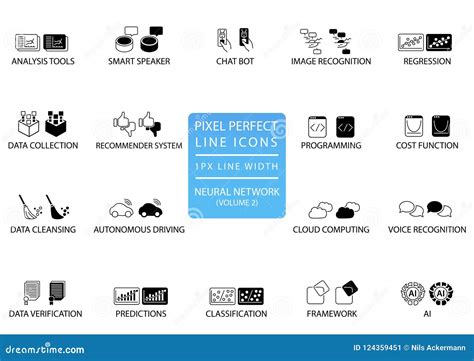 neural networks and deep learning vector icon set optimized for web use