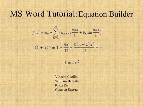 Ppt Ms Word Tutorial Equation Builder Powerpoint Presentation Free