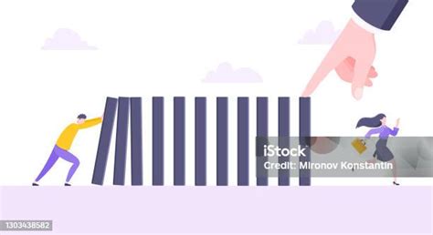 비즈니스 복원력 또는 도미노 효과 은유 벡터 일러스트 개념 금융에 대한 스톡 벡터 아트 및 기타 이미지 금융 위기 회피