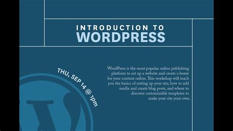 Intro To Wordpress Workshop Fall 2023 Youtube