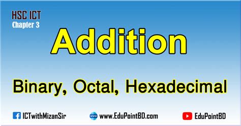 Binary Addition Octal Addition Hexadecimal Addition