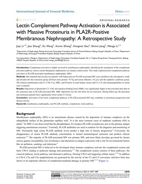 Pdf Lectin Complement Pathway Activation Is Associated With Massive