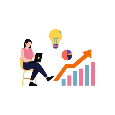 Premium Vector The Girl Is Working On The Development Of The Graph