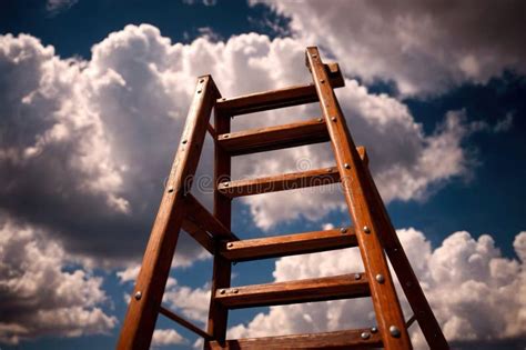 Step Ladder Leading To Clouds Sky Climb Up To Success Stock Illustration Illustration Of