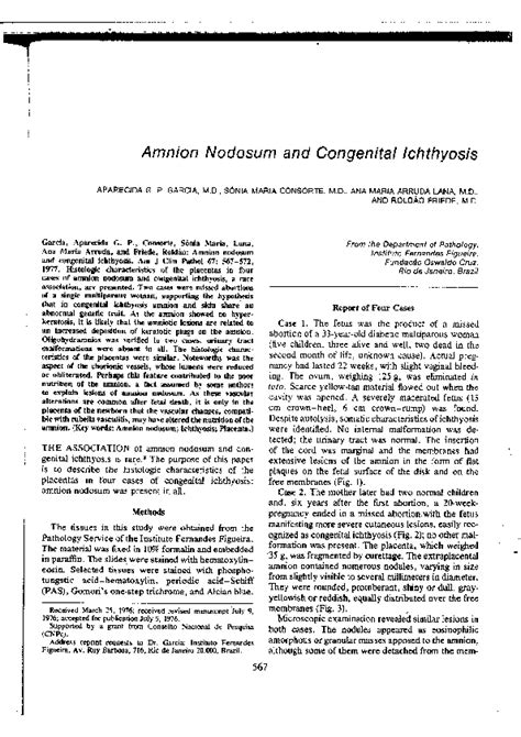 Pdf Amnion Nodosum And Congenital Ichthyosis Ana Lana