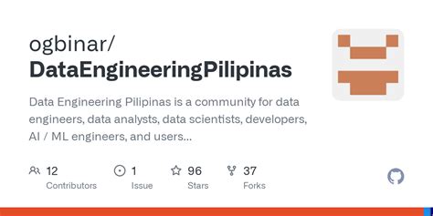 Github Ogbinar Dataengineeringpilipinas Data Engineering Pilipinas Is A Community For Data
