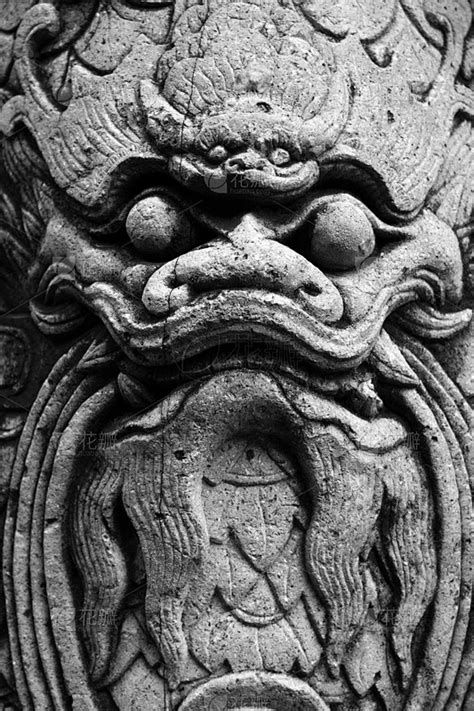 勇士 人的脸部 垂直画幅 式样 雕刻物 石材 黑色 高对比度 石头 花瓣网