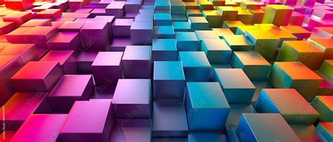 Colorful 3d Cubes Background With A Gradient Of Vibrant Hues Creating A Lively And Dynamic