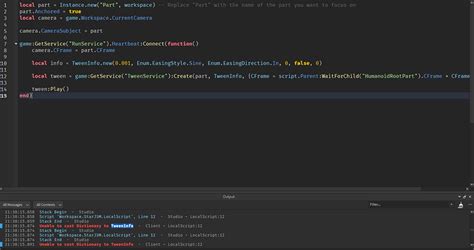 How Do I Make It So That The Players Camera Focus S On A Part Scripting Support Developer