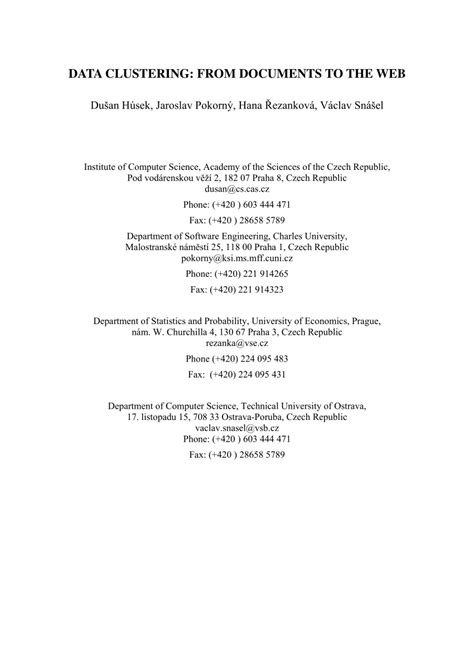 Pdf Data Clustering From Documents To The Web