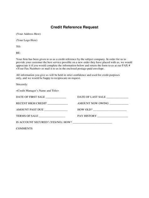 Credit Reference Form 2 Free Templates In PDF Word Excel Download