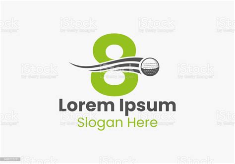 편지 8 움직이는 골프 공 아이콘이 있는 골프 개념 하키 스포츠 유형 템플릿 Championship에 대한 스톡 벡터 아트 및