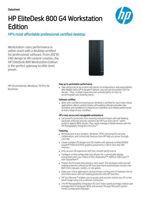 Hp Elitedesk 800 G4 Workstation