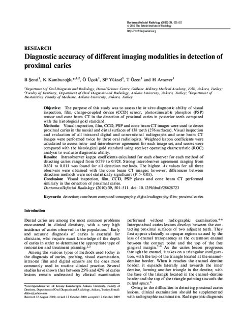 Pdf Diagnostic Accuracy Of Different Imaging Modalities In Detection Of Proximal Caries