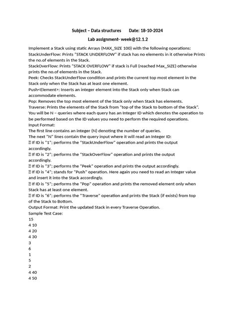 Lab Assignment 1212 28 10 2024 3pm To 5pm Pdf Algorithms And Data Structures