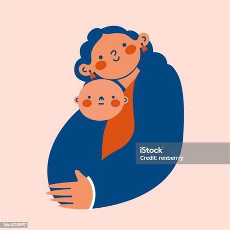 어머니는 아이를 안아줍니다 팔에 젖을 먹이는 엄마 플랫 모던 스타일의 귀여운 심플한 일러스트레이션 모성 어린 시절 가족 관계 개념 스티커 카드 로고 배너를 위한 벡터 클립