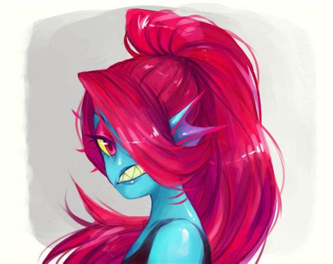 Tumbleweedfrenzy Undyne Undertale 1girl Alternate Hair Length