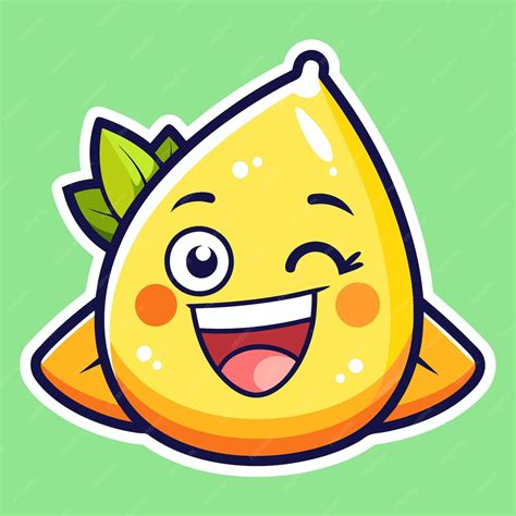 Animated Lemon Slice Cartoon Sticker With A Cheeky Wink Premium Ai