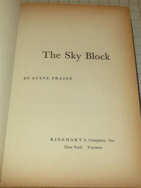The Sky Block By Steve Frazee Good Hardcover 1953 1st Edition