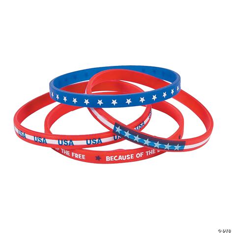 7 14 Patriotic Usa Stars And Stripes Thin Band Silicone Bracelets 24