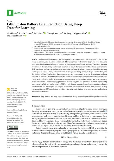 Pdf Lithium Ion Battery Life Prediction Using Deep Transfer Learning