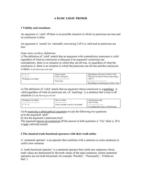 Basic Logic 233 Summary Philosophy For Scientists A Basic Logic