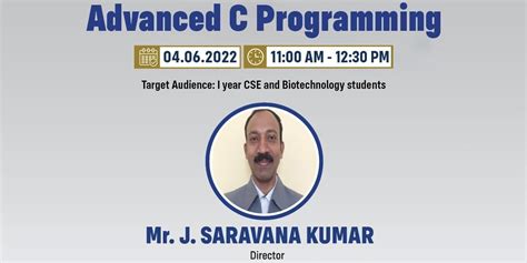 Cse Webinar On “advanced C Programming” Srm Ramapuram Srmist Ramapuram