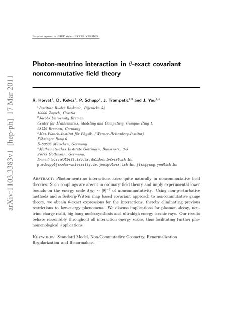 Pdf Photon Neutrino Interaction In θ Exact Covariant Noncommutative