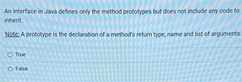 An Interface In Java Defines Only The Method