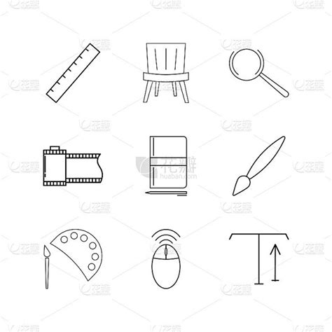 设计元素线性图标集。简单的轮廓图标