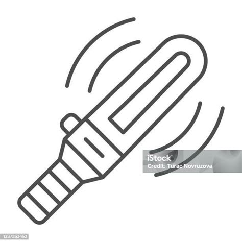 수동 보안 금속 검출기 얇은 라인 아이콘 보안 검사 개념 흰색 배경에 바디 스캐너 벡터 기호 모바일 개념 및 웹 디자인을위한 윤곽 스타일 아이콘 벡터 그래픽 10에 대한