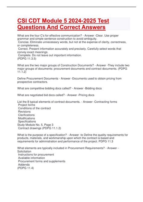 Csi Cdt Module Test Questions And Correct Answers Csi Cdt Stuvia Us