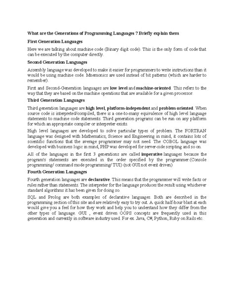 Generations Of Programming Languages This Is The Only Form Of Code