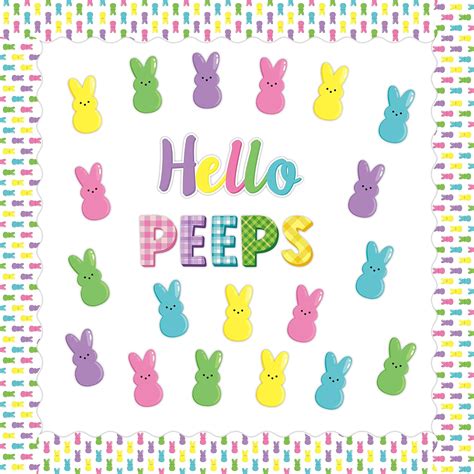 Awsertantue Easter Hello Peeps Cutouts 108pcs Hello Peeps Cutouts Bulletin Board
