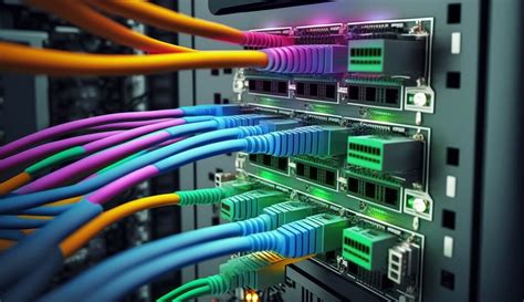 Network Lan Internet Cables Connected In Network Switches Server In