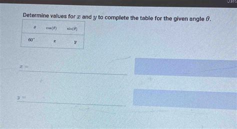 Solved Ues Determine Values For X And Y To Complete The Table For The