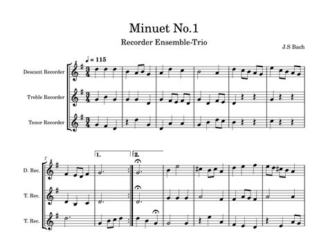 Minuet No1 Arr Chad Paulse By Js Bach Sheet Music For Performance