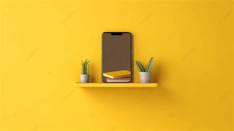 휴대 전화가 있는 세로 배경 노란색 벽 선반의 3d 그림 모바일 비즈니스 기술 전화 전화 3d 배경 일러스트 및 사진 무료 다운로드 Pngtree