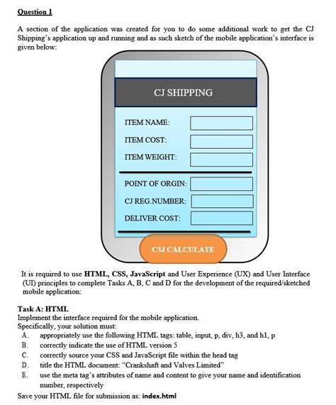 Solved A Section Of The Application Was Created For You To