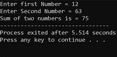C Program To Additon Of Two Numbers Wisdomatrix