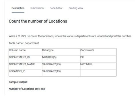 Write A PL SQL To Count The Locations Where The Various Departments Are Located And Print The